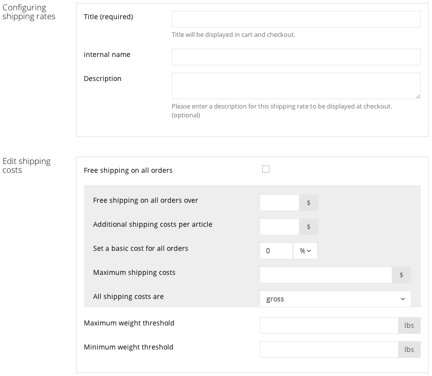 Managing your manual shipping rates