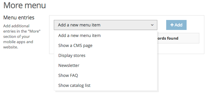 Adding a "More" menu entry