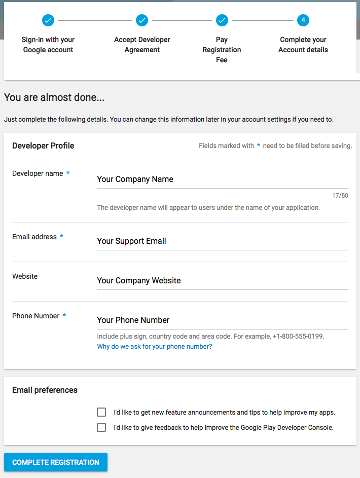 How to set up a Google Play Developer Console account